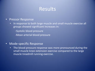 The Pressor Response Large Vs. Small Muscle Exercise | PDF