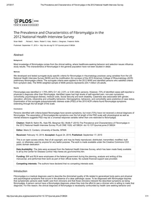 The prevalence and characteristics of fibromyalgia in the 2012 national ...