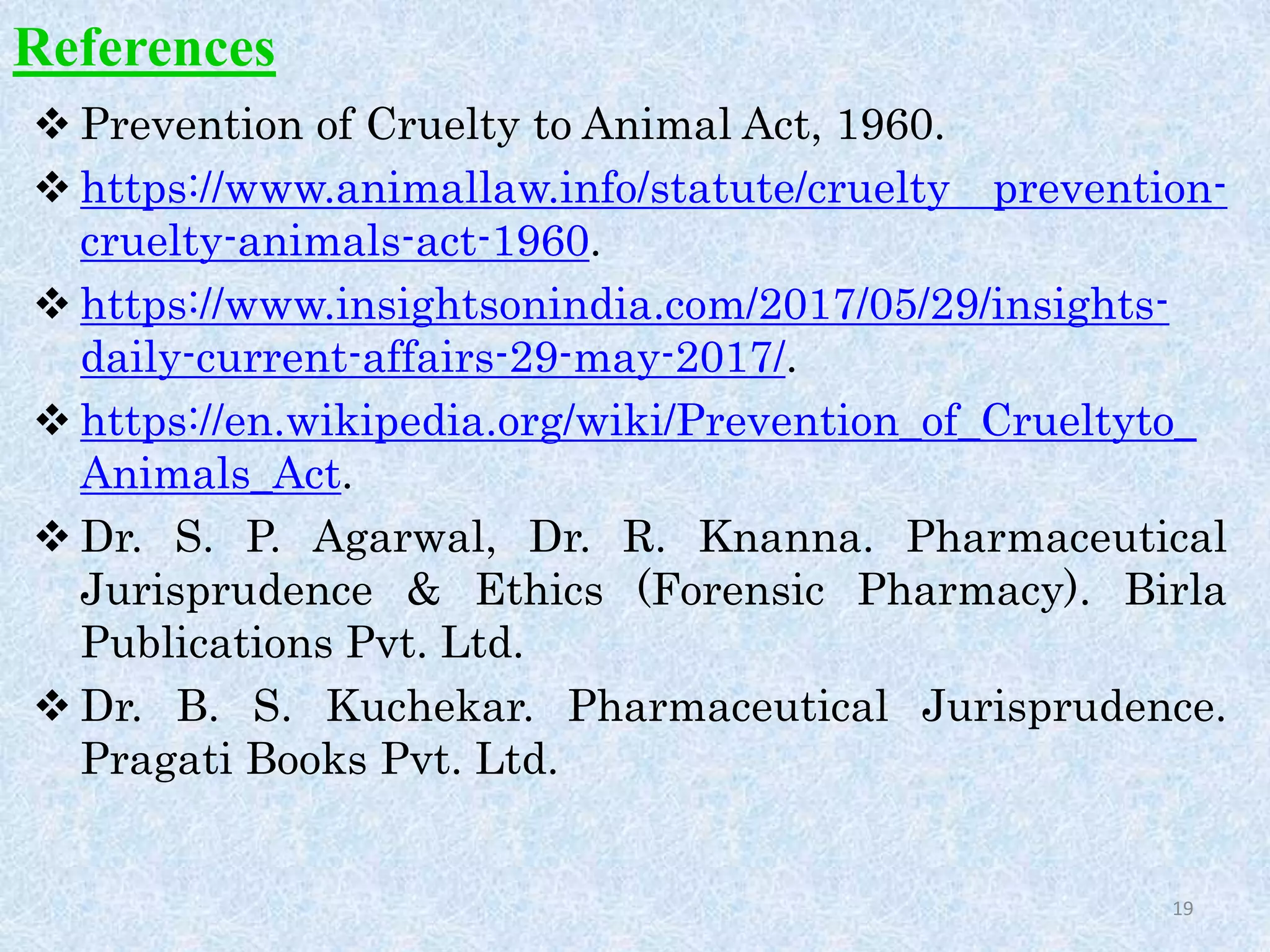 The Prevention of Cruelty to Animal Act, 1960 | PPTX