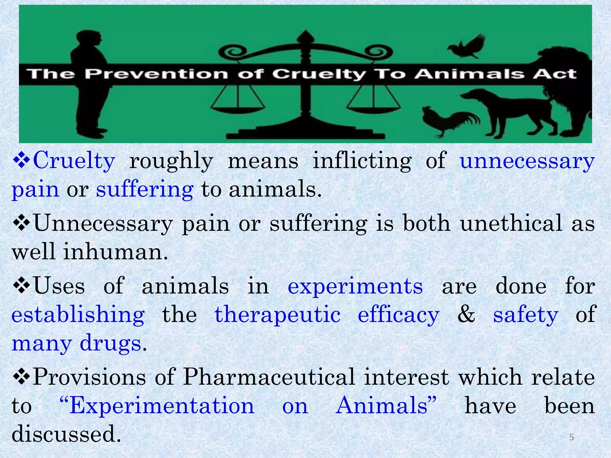 The Prevention of Cruelty to Animal Act, 1960 | PPTX