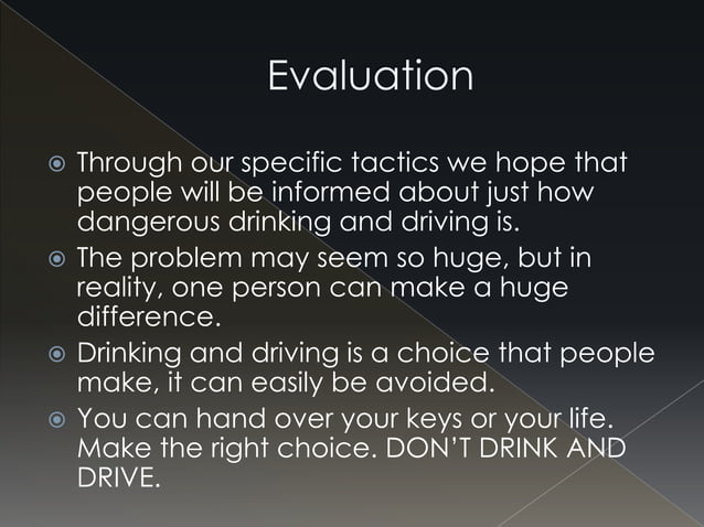 The prevention of drinking and driving | PPTX