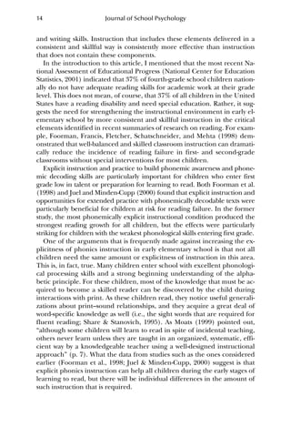 The prevention of reading difficulties | PDF