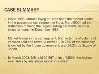 The pricing dilemma of maruti udyog limited | PPTX | Automotive Industry | Industries