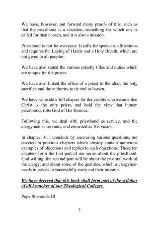 The priesthood by h.h pope shenoda 3 the coptic orthodox pope | PDF