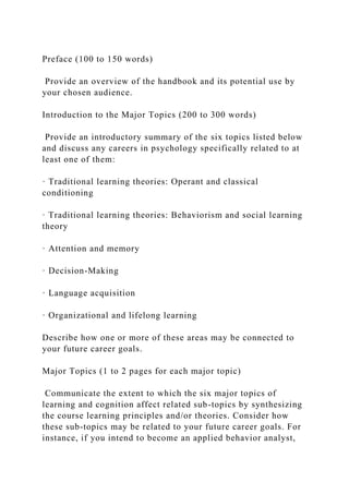 The primary goal of the Learning and Cognition Handbook assignme.docx