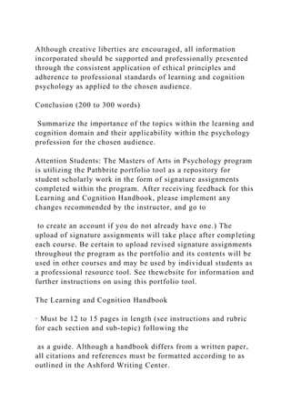 The primary goal of the Learning and Cognition Handbook assignme.docx