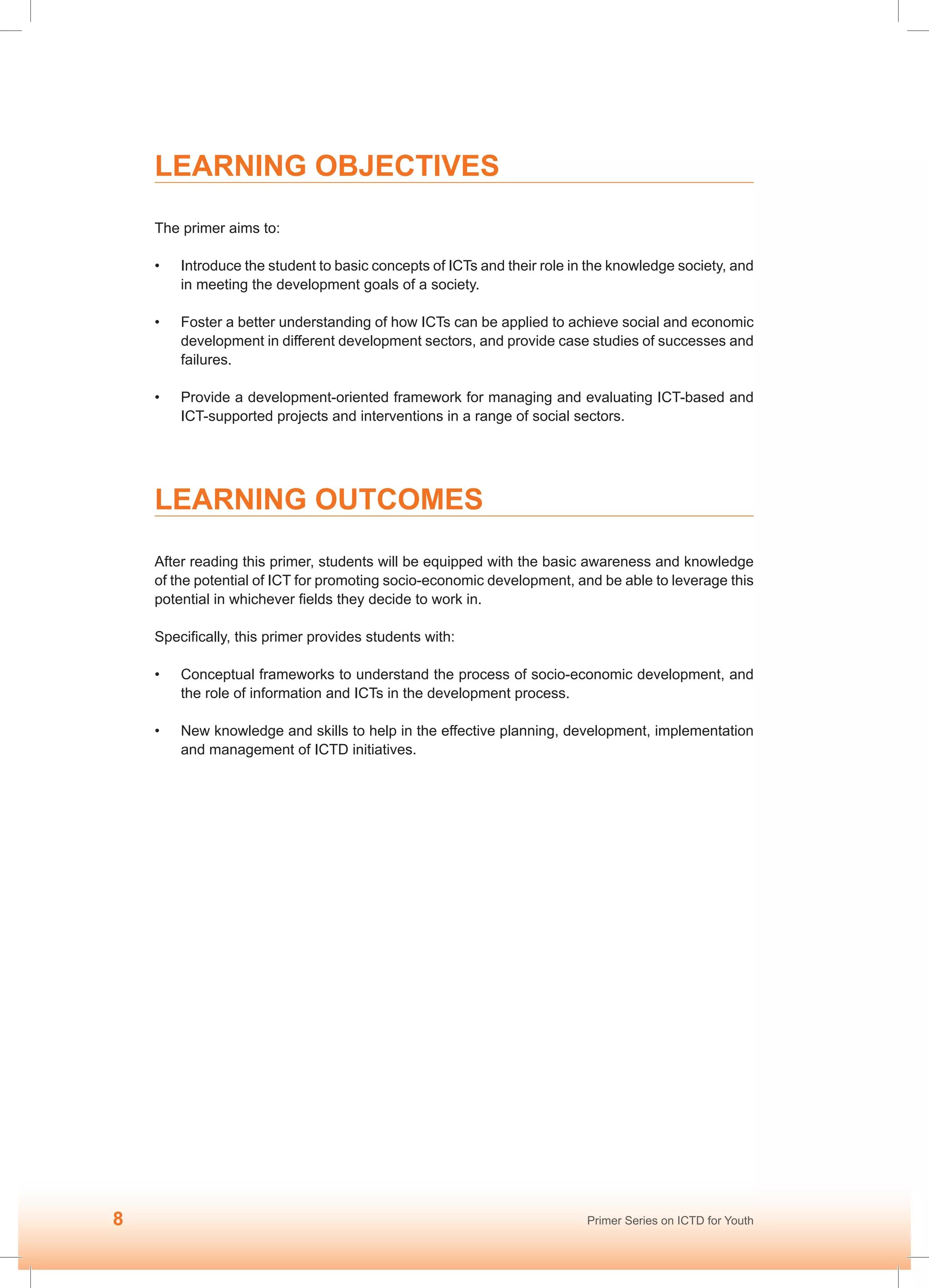 The primer series on ictd for youth part1 an introduction to ict for ...