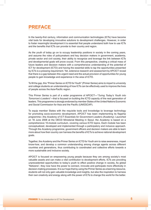 The primer series on ictd for youth part1 an introduction to ict for ...