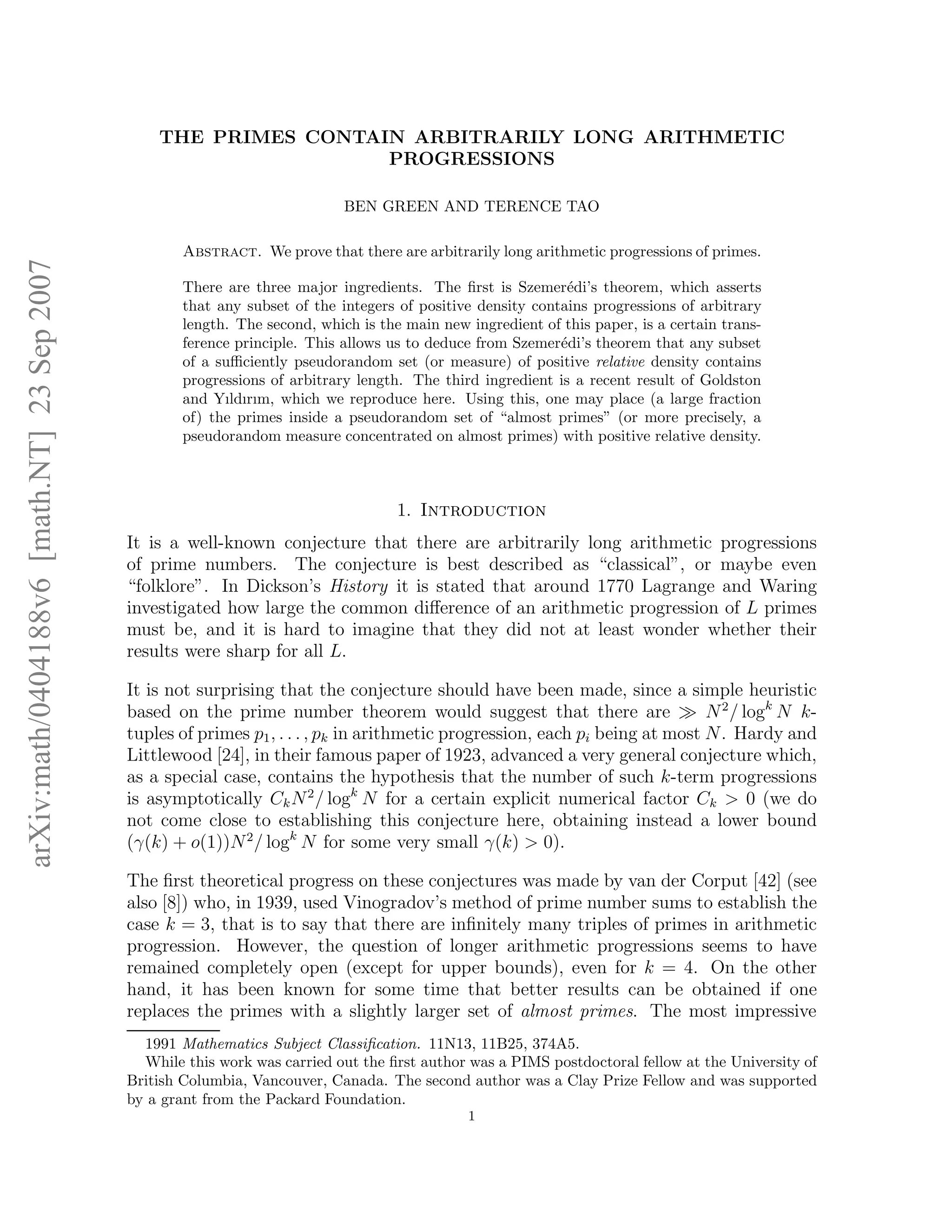 Teorema de Green-Tao | PDF