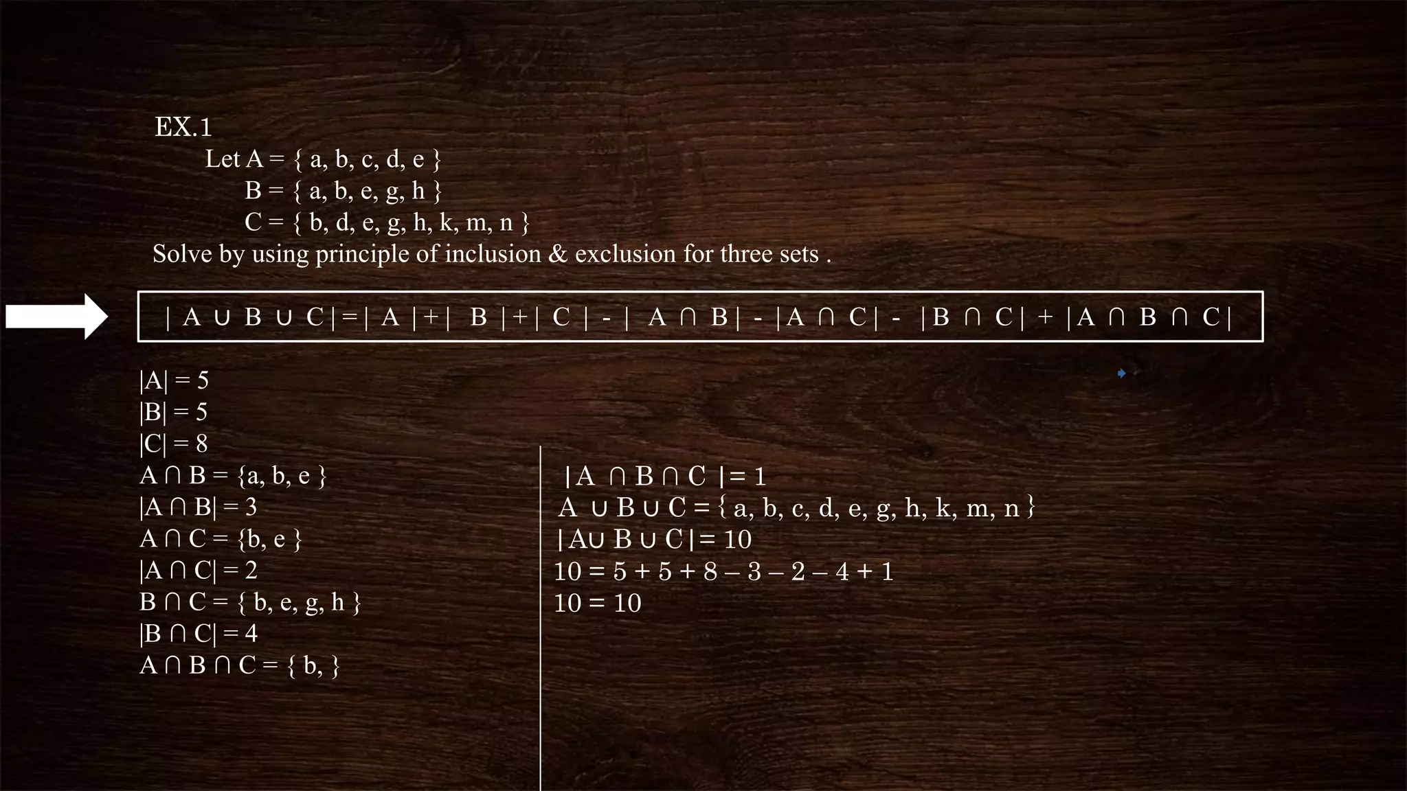The principle of inclusion and exclusion for three sets by sharvari | PPTX