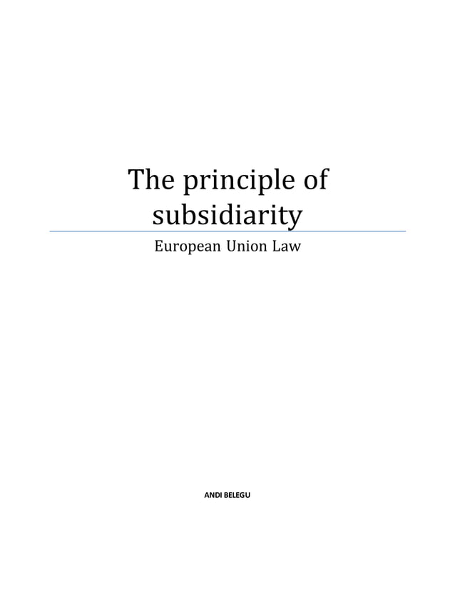 The principle of Subsidiarity | PDF