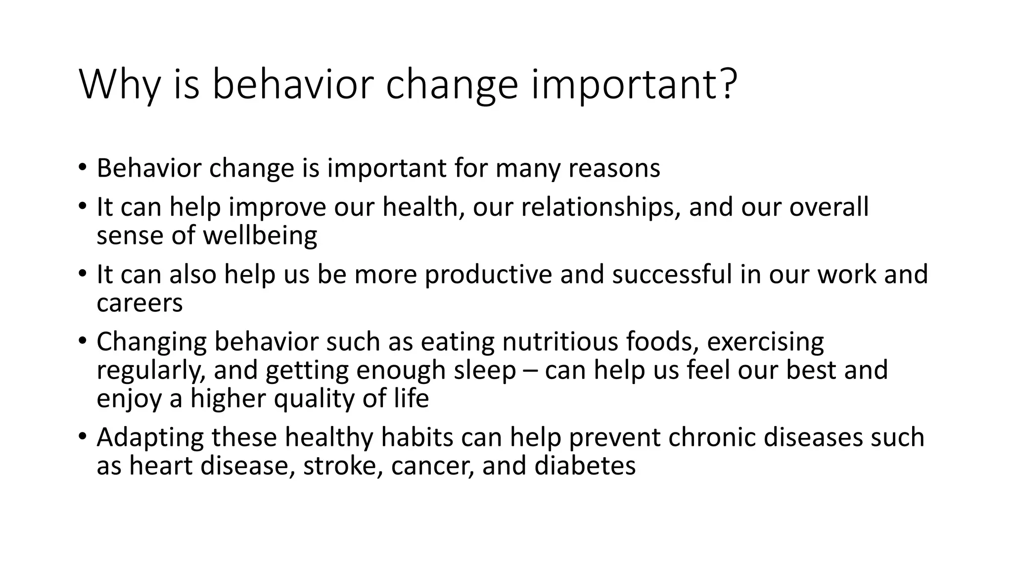The principles of behavior change social and behavioral science | PPT