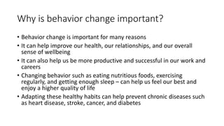 The principles of behavior change social and behavioral science | PDF