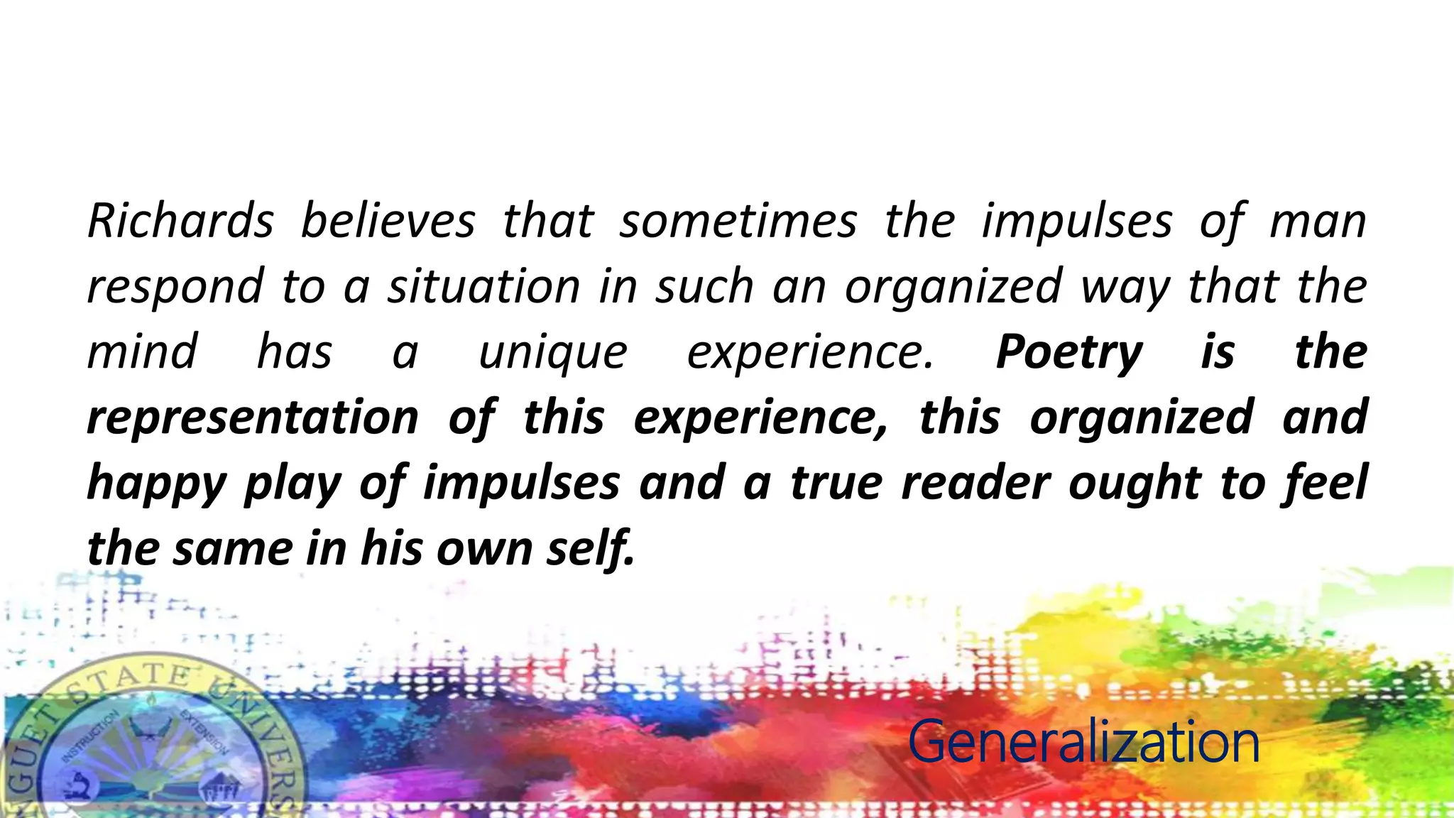 The principles of literary criticism by i. a. richards analysis of the ...