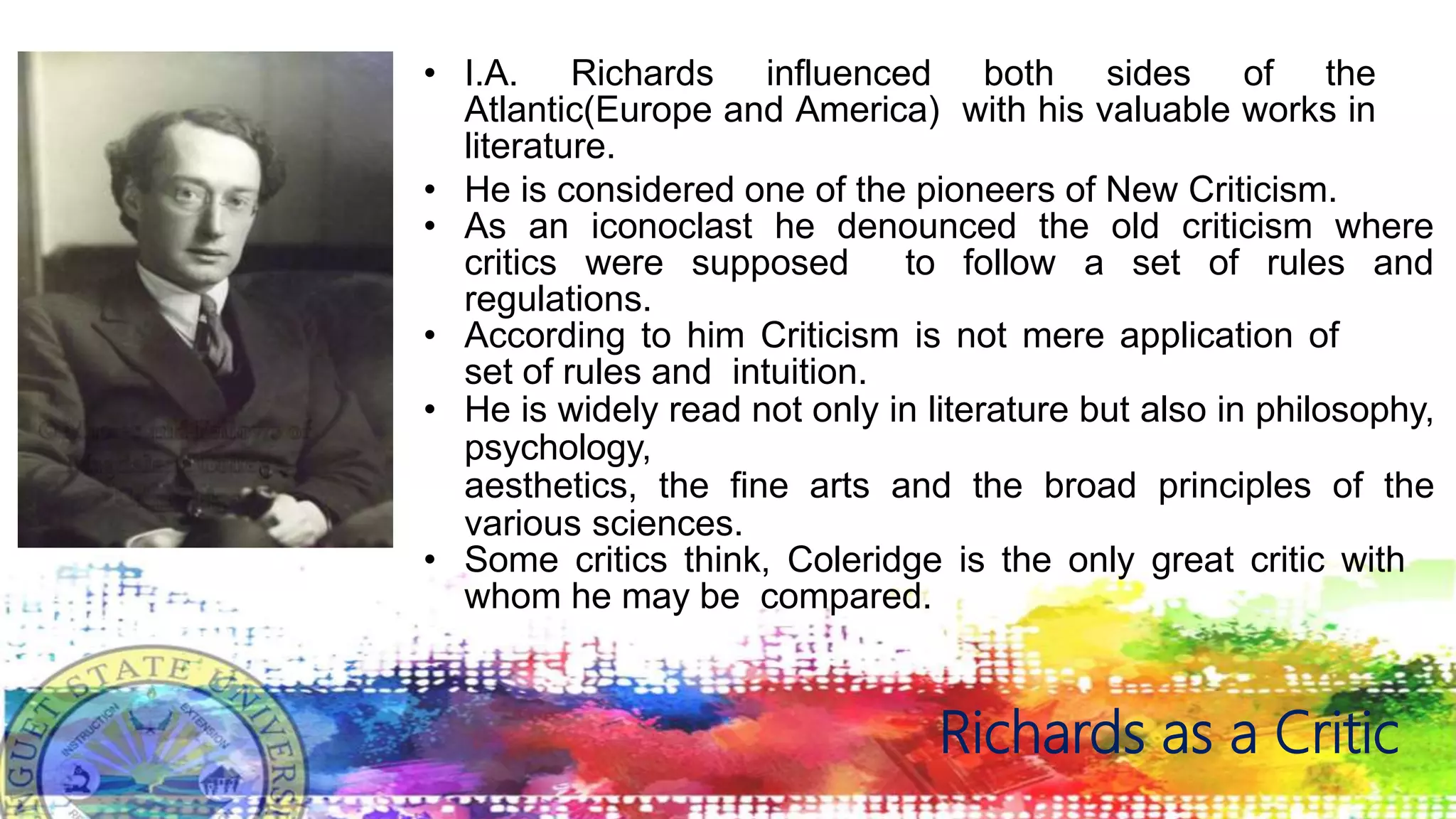 The principles of literary criticism by i. a. richards analysis of the ...