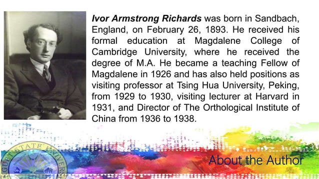 The principles of literary criticism by i. a. richards analysis of the ...