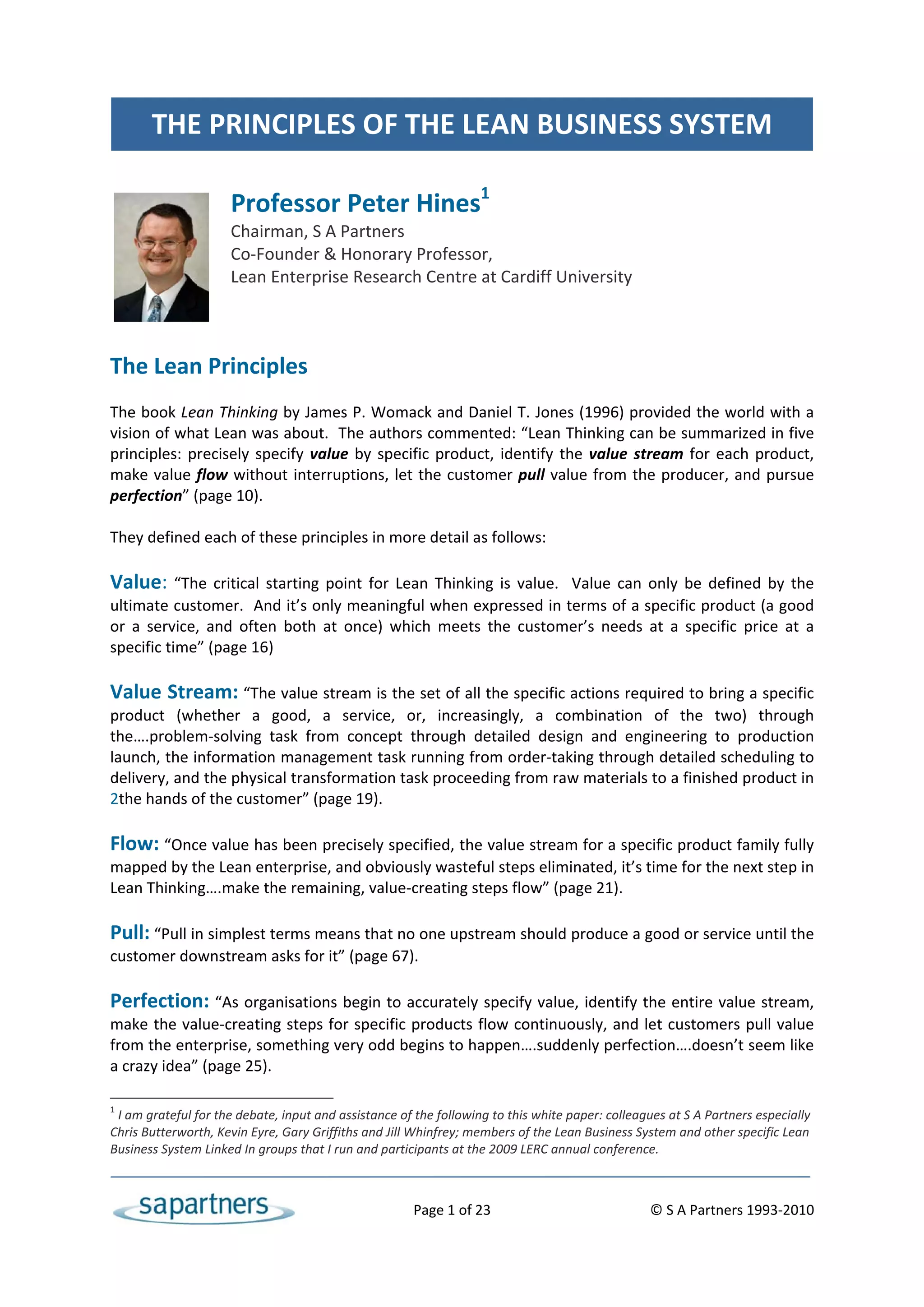 The principles of Lean Thinking | PDF