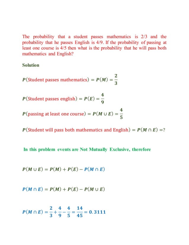 The probability that a student passes mathematics is 2.docx