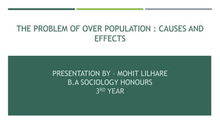 The Problem of Over Population | PPT