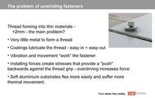 The problem of unwinding fasteners | PPT