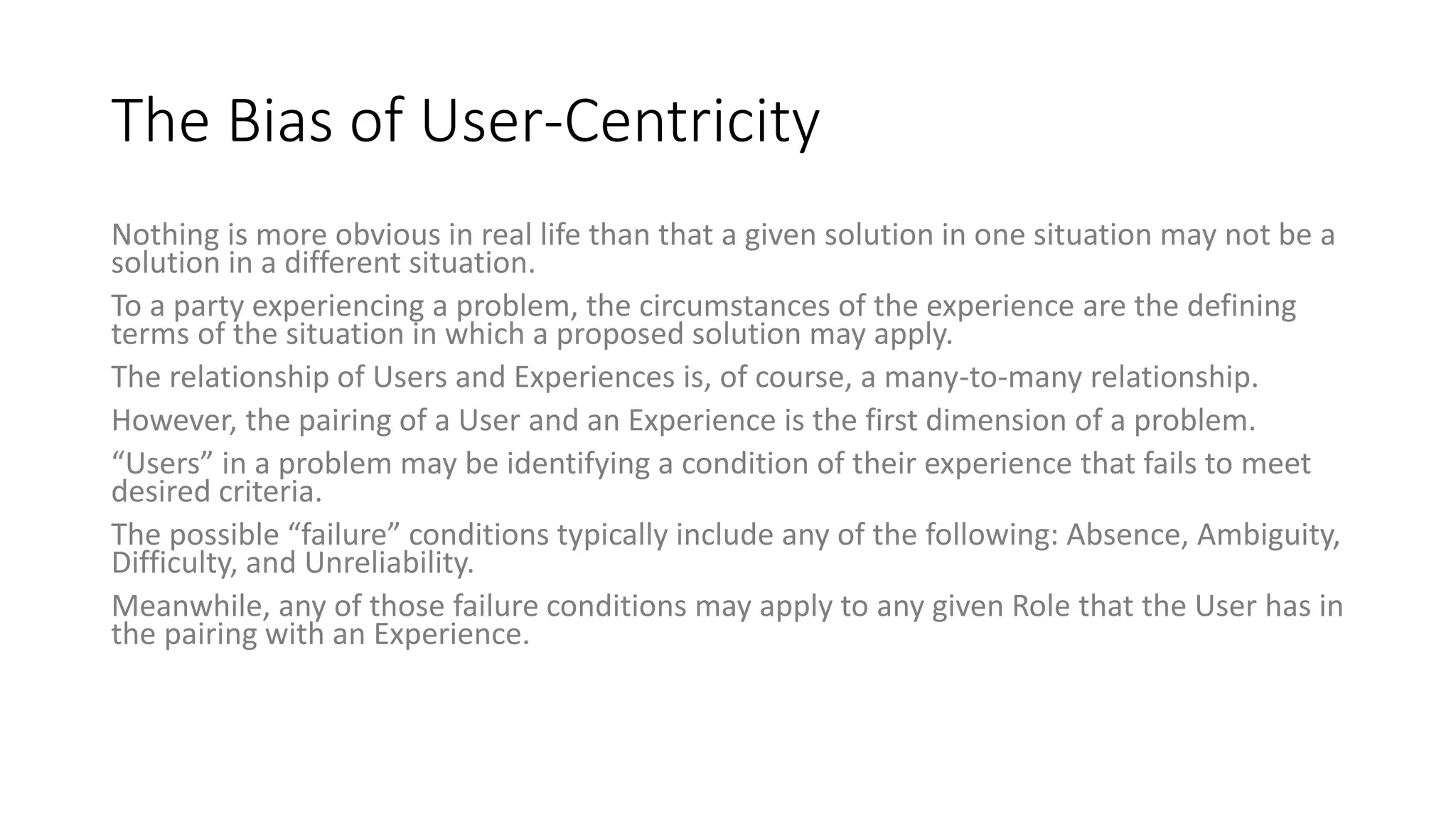 The Problem of User Centricity | PPT
