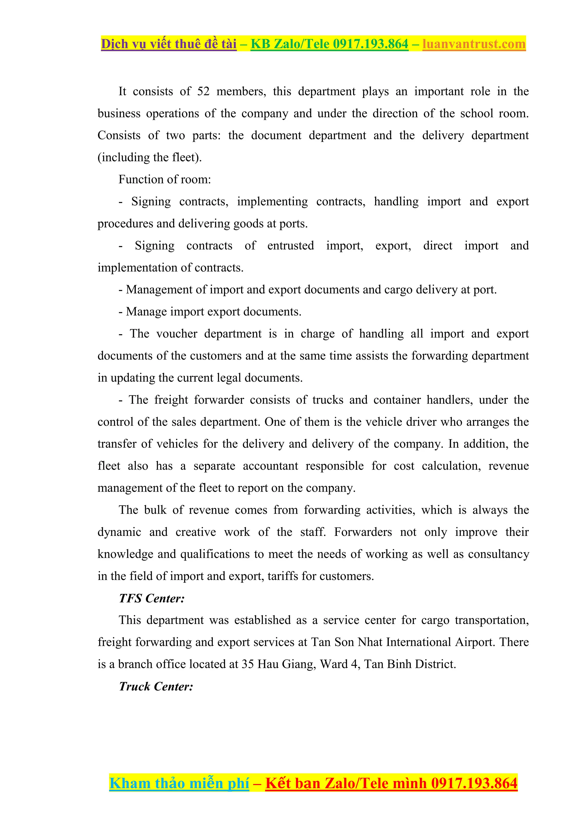 The procedure of importing in forwarding operation of sao nam viet by sea transport.doc