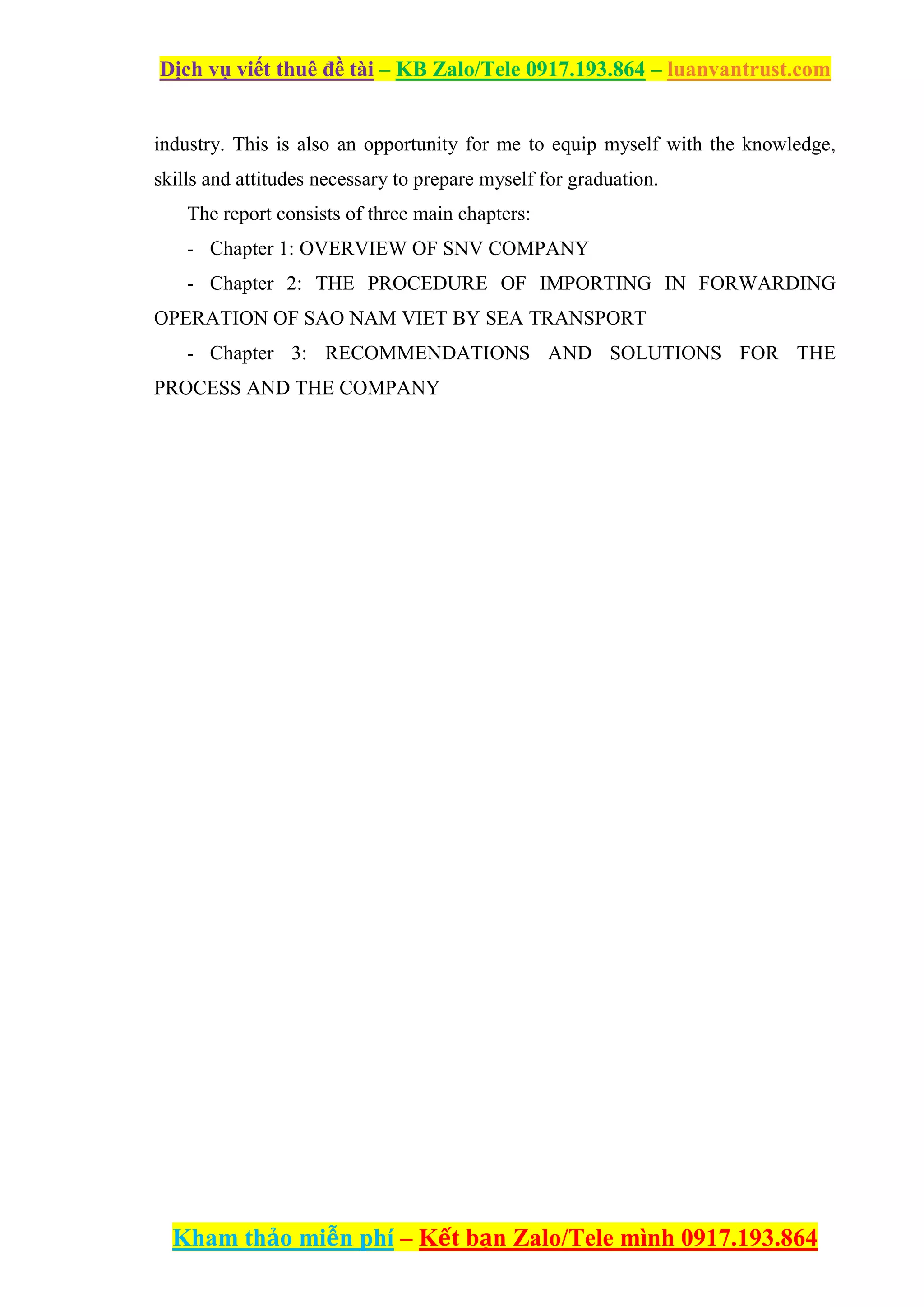 The procedure of importing in forwarding operation of sao nam viet by sea transport.doc