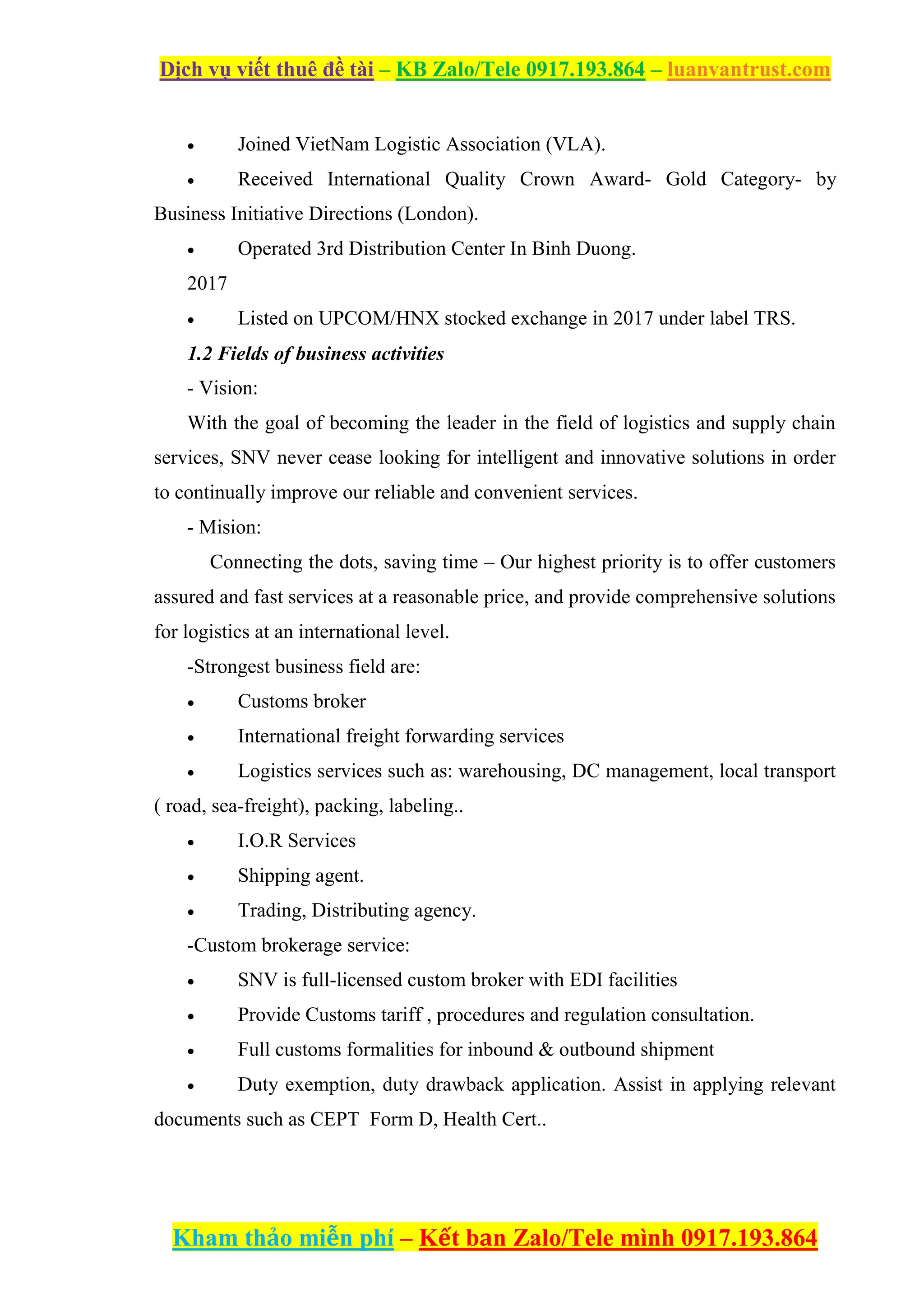 The procedure of importing in forwarding operation of sao nam viet by sea transport.doc