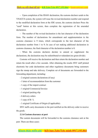 The procedure of importing in forwarding operation of sao nam viet by sea transport.doc
