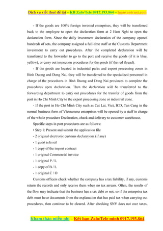 The procedure of importing in forwarding operation of sao nam viet by sea transport.doc