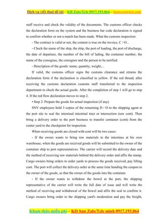 The procedure of importing in forwarding operation of sao nam viet by sea transport.doc