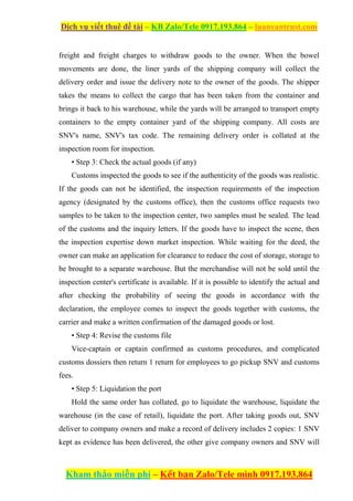 The procedure of importing in forwarding operation of sao nam viet by sea transport.doc