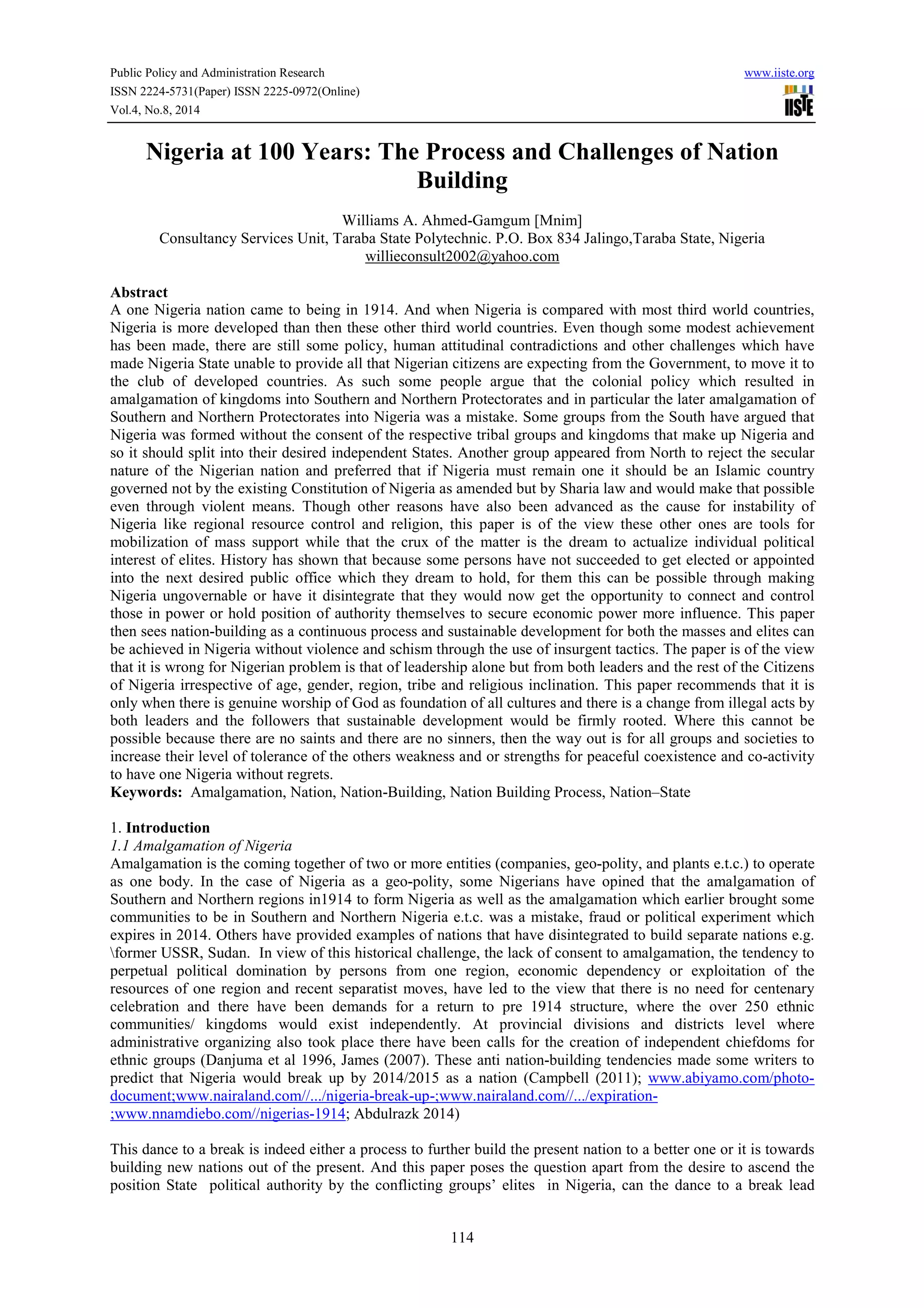 The process and challenges of nation building | PDF