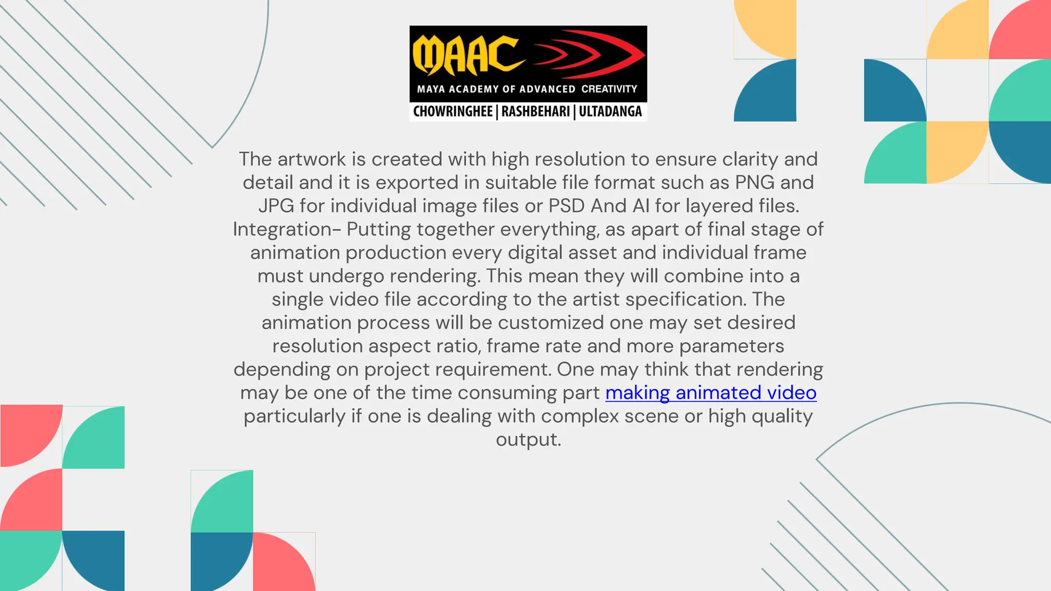 THE PROCESS FOLLOWED FOR CREATING AN ANIMATED VIDEO BY MAAC ANIMATION ...