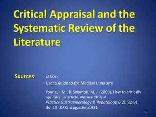 The process of conducting a systematic review2011ver4 | PPT