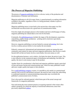 The Process Of Magazine Publishing | PDF