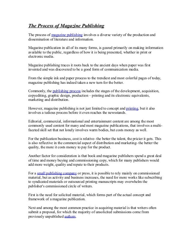 The Process Of Magazine Publishing