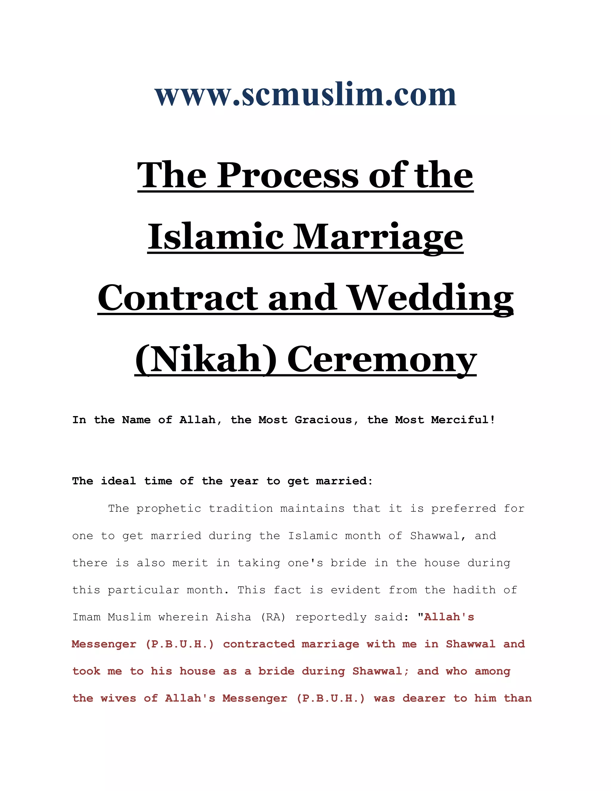 The process of the islamic marriage contract and wedding (nikah ...