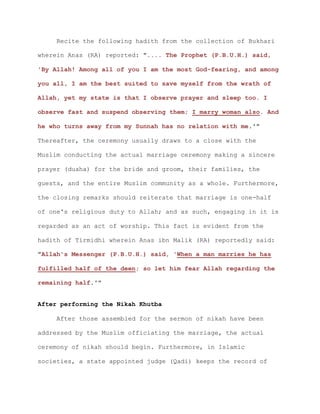 The process of the islamic marriage contract and wedding (nikah ...