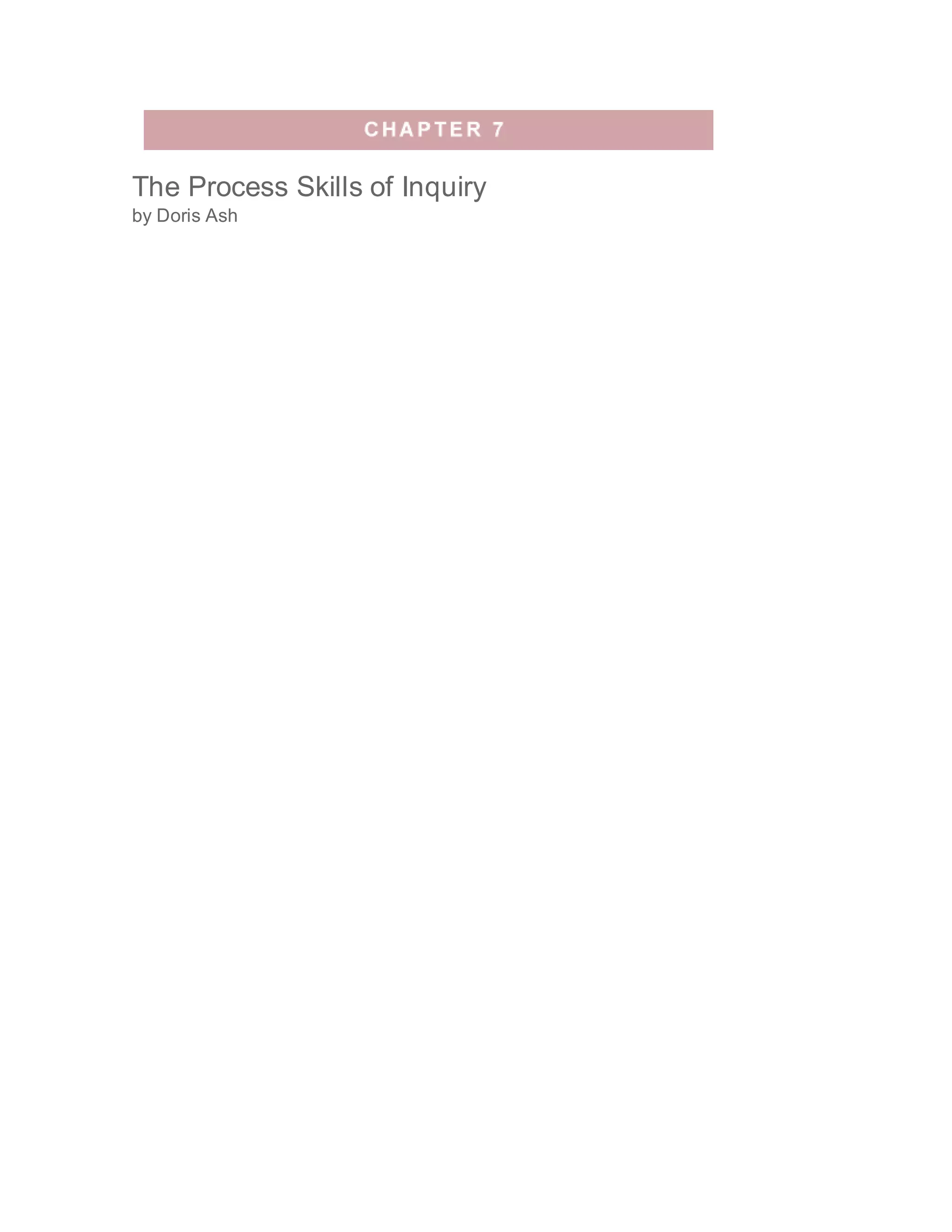 The process skills of inquiry | PDF