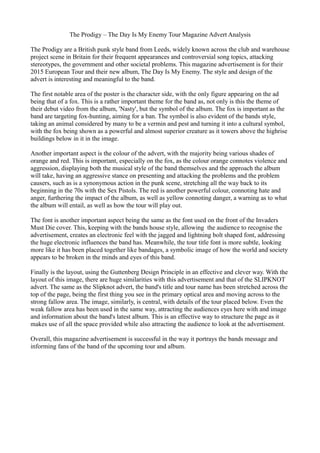 The prodigy magazine advert analysis | ODT