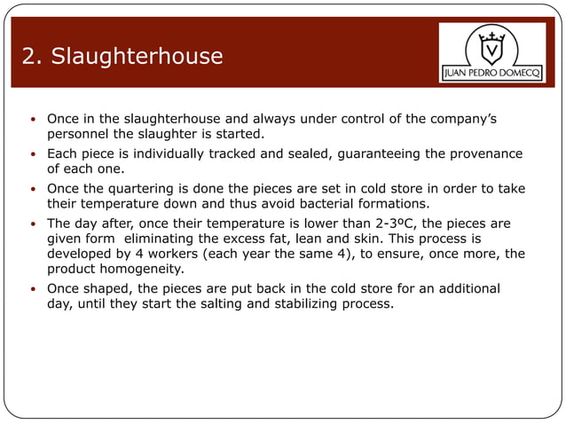 Iberico Ham: The production process at Juan Pedro Domecq | PPTX ...