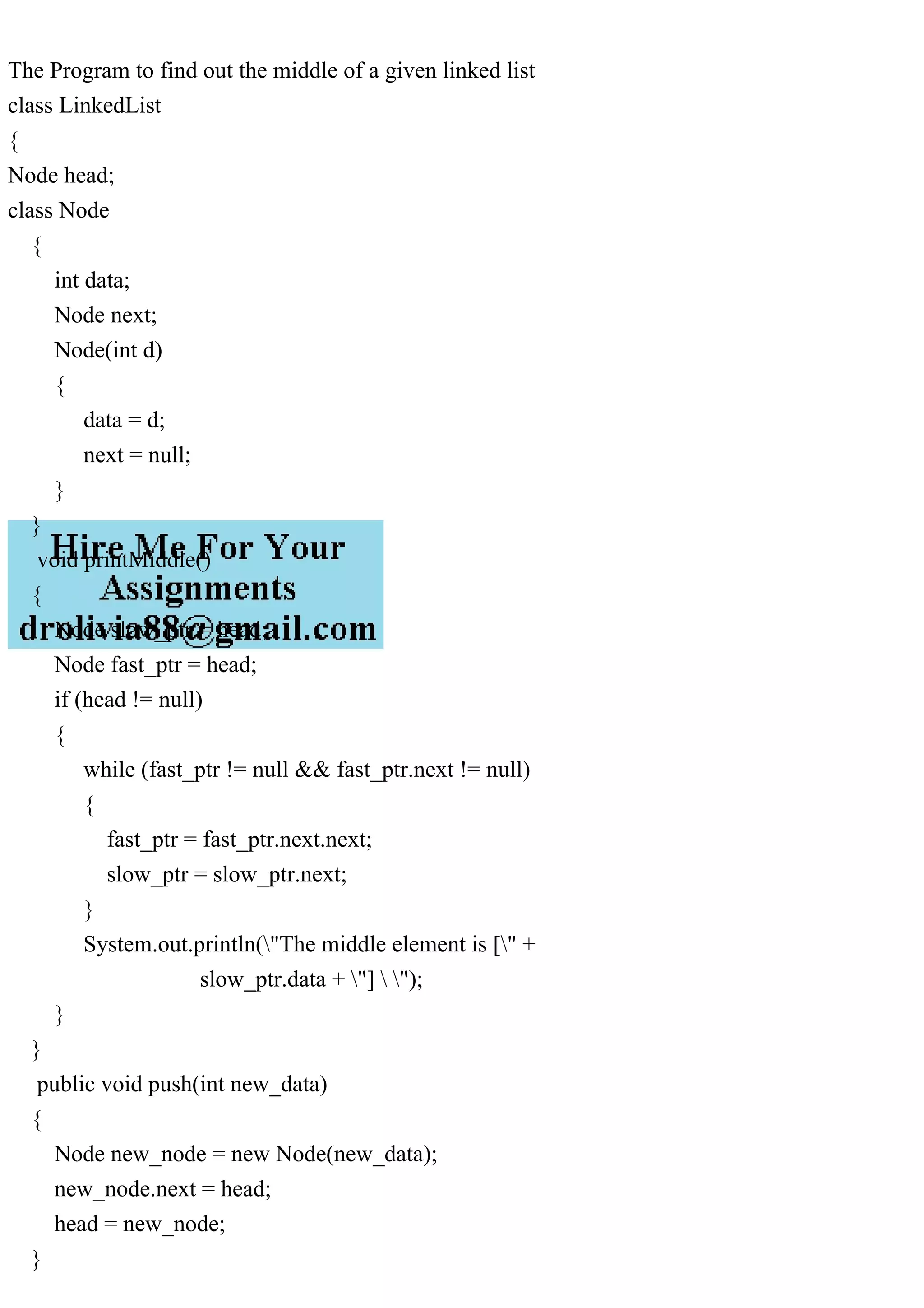 The Program to find out the middle of a given linked listclass Lin.pdf