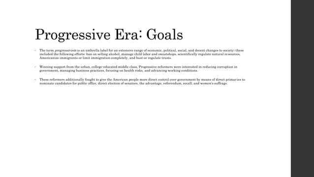 The Progressive Era (1890-1920) | PPTX | Civic affairs | Politics