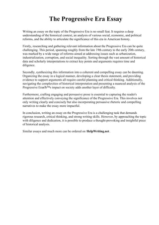 The Progressive Era Essay | PDF