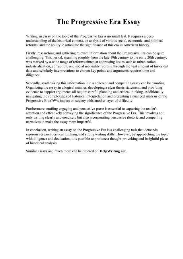 The Progressive Era Essay | PDF