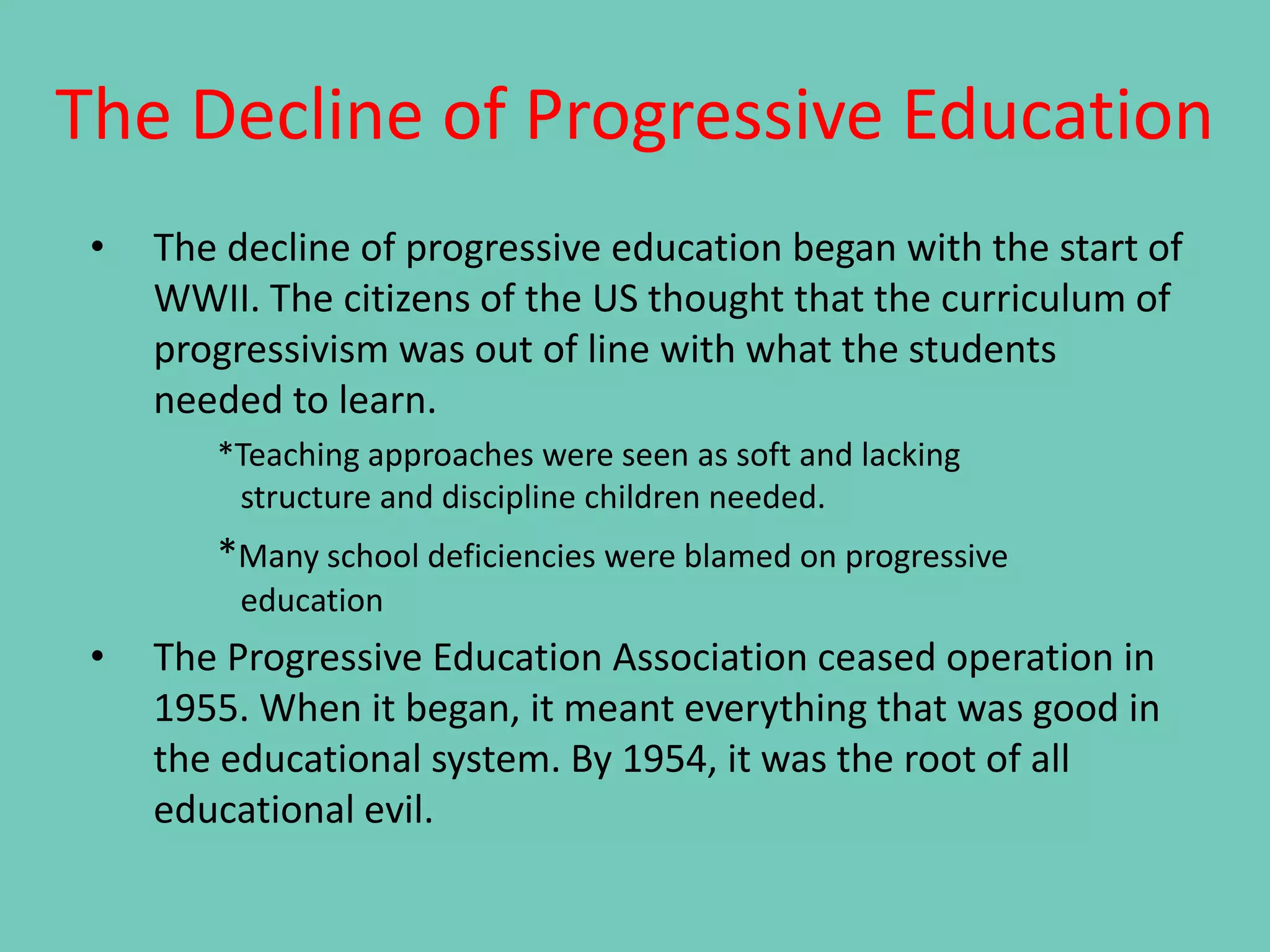 The progressive era of education | PPTX
