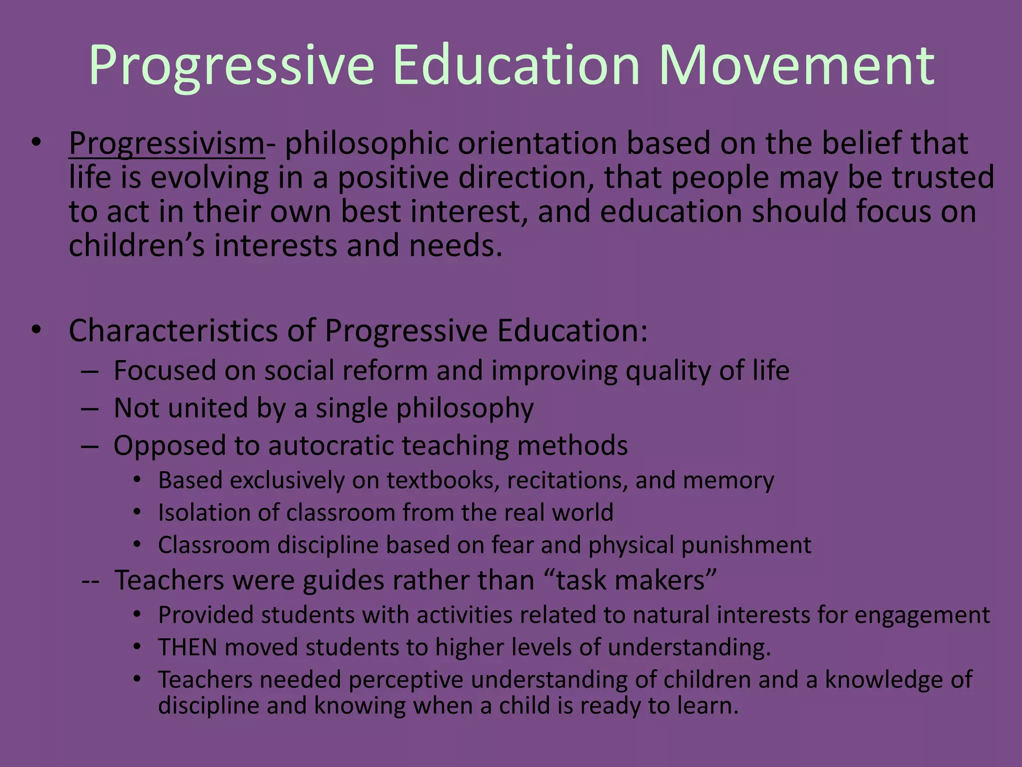 The progressive era of education | PPTX