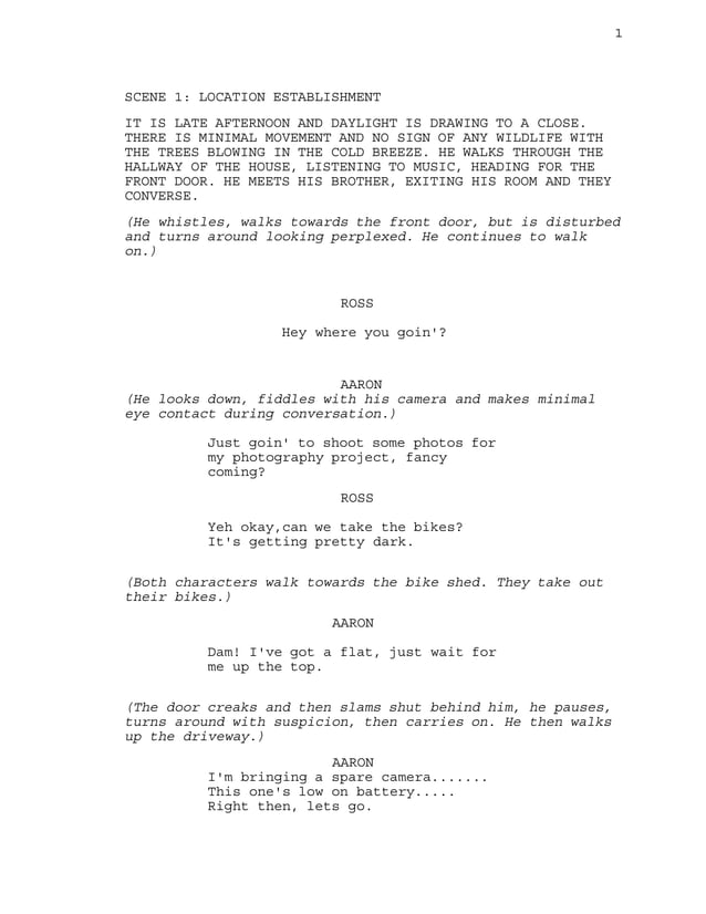 The project - Opening Scene Script | PDF