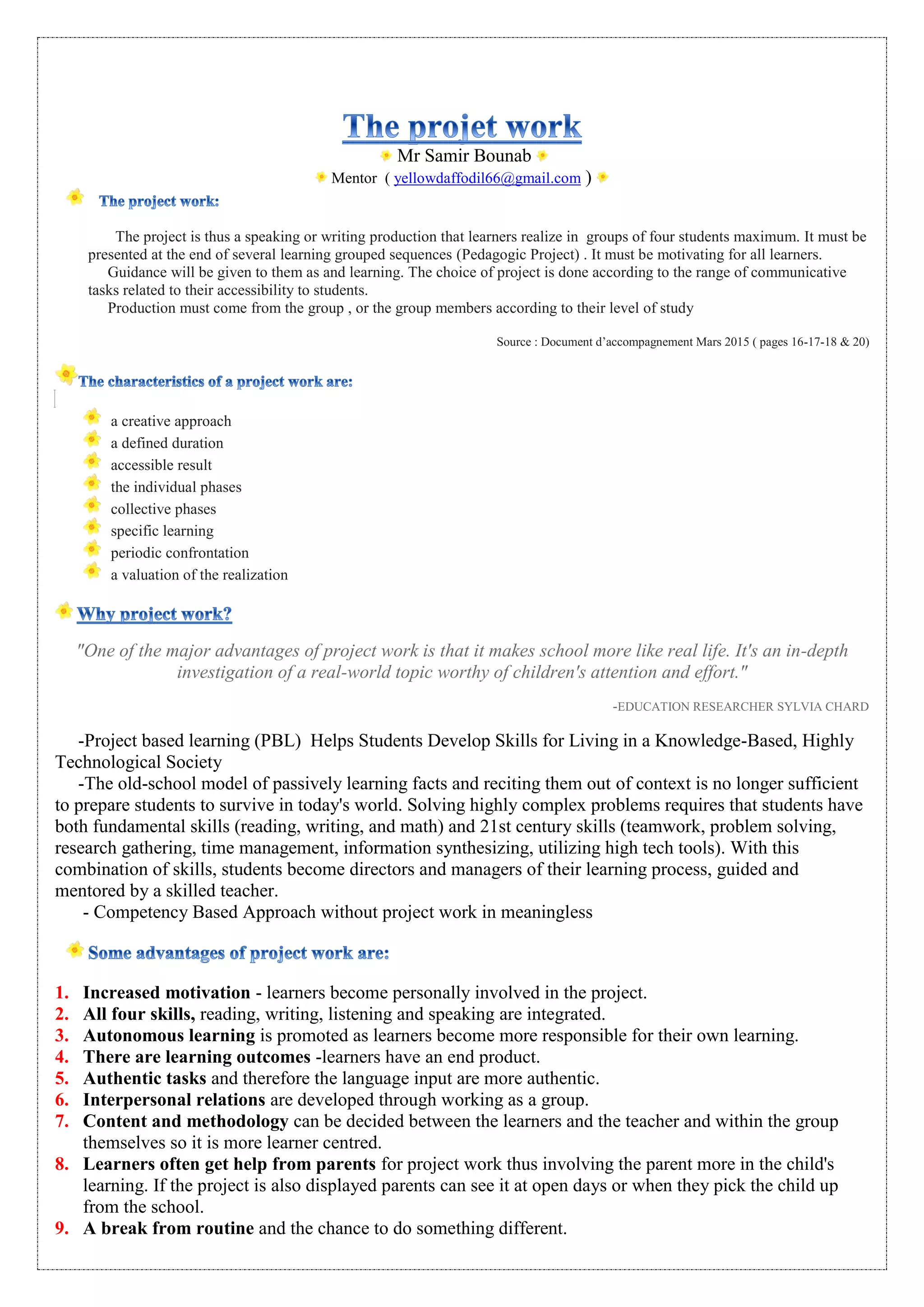 The projet Work.pdf | Homework and Study | Education